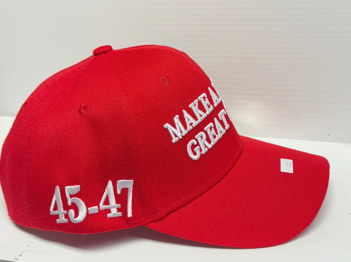 Premium embroidered Trump 45-47 "Make America Great Again!" red hat ...